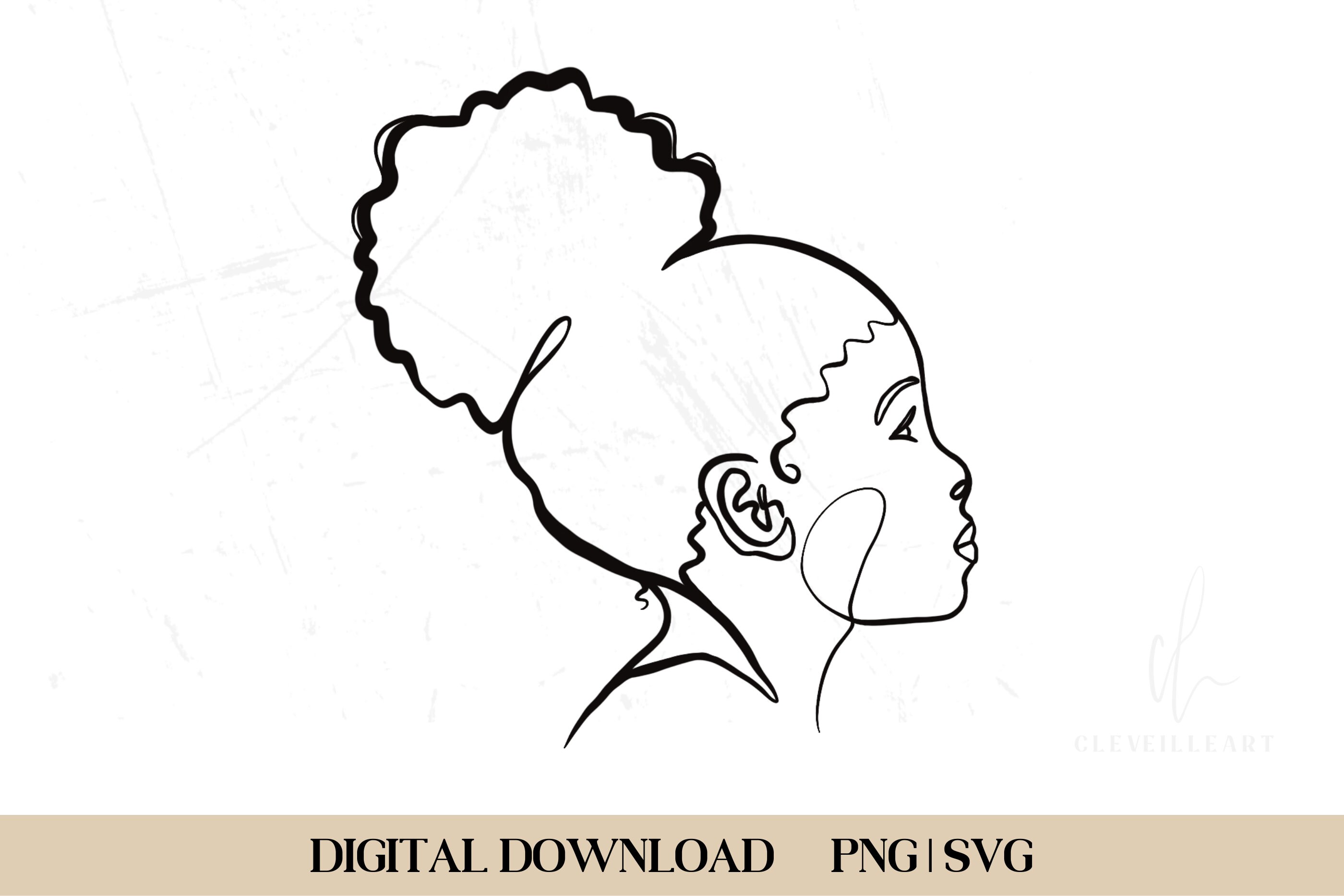 Black Girl Line Art, Black Girl Magic, Minimalist Wall Art, Printable ...