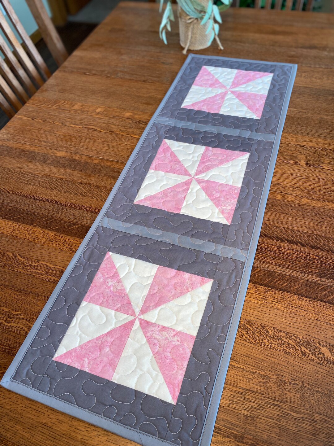 Handmade Pretty in Pink Pinwheels Table Runner Reversible - Etsy