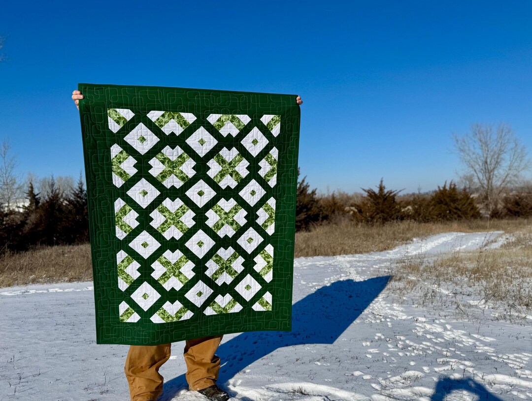Handmade Throw Quilt, Gorgeous Green Design, New Cotton Patchwork ...