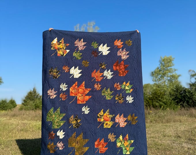 New Handmade Large Throw Quilt, Maple Leaf Fall Colors, Soft Minky ...