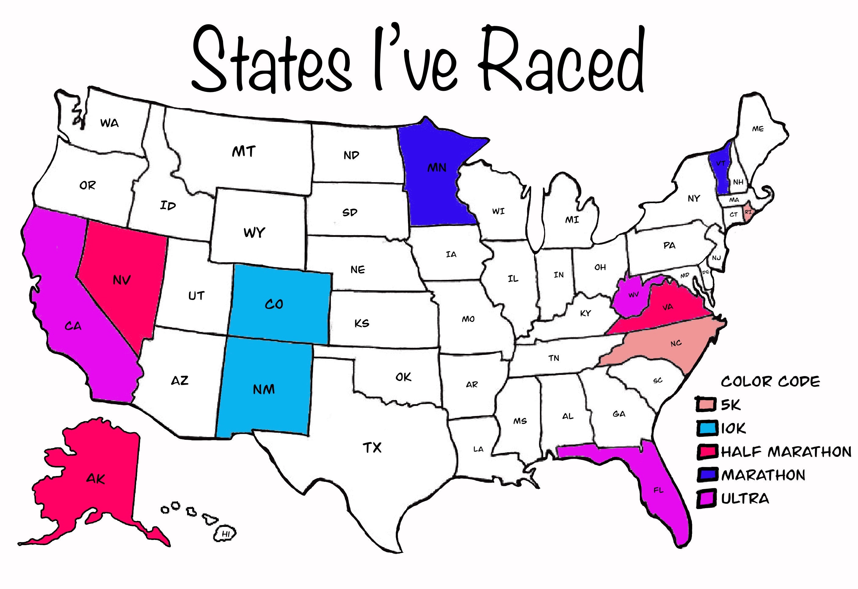 Coloring Map - Track Your Races in Different States - Etsy