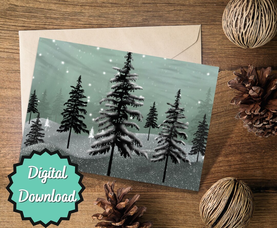 Winter Holiday Card (blank Card) | Digital Download | Printable 7x5 ...