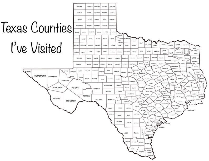 Coloring Map - Texas Counties - Etsy