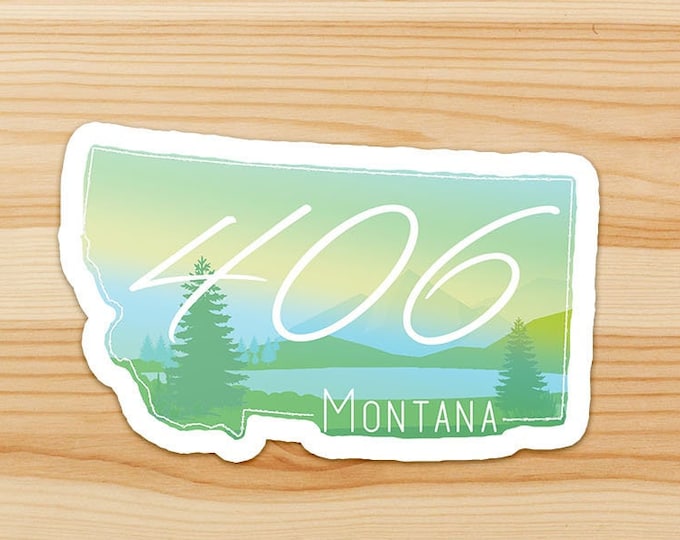Montana 406 Sticker, Montana Vinyl Sticker, Montana Landscape Decal ...