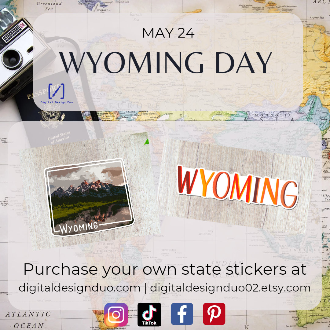 Wyoming State Sticker, Grand Teton, Western Art, Vinyl Decal, Gifts ...