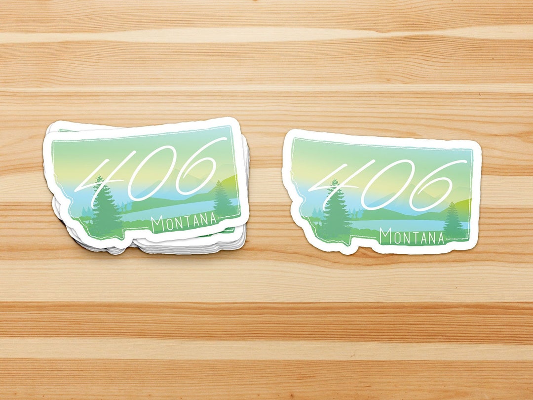 Montana 406 Sticker, Montana Vinyl Sticker, Montana Landscape Decal ...