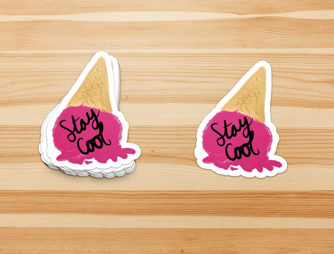 Stay Cool Ice Cream Sticker, Punny Sticker, Funny Stickers for Water ...