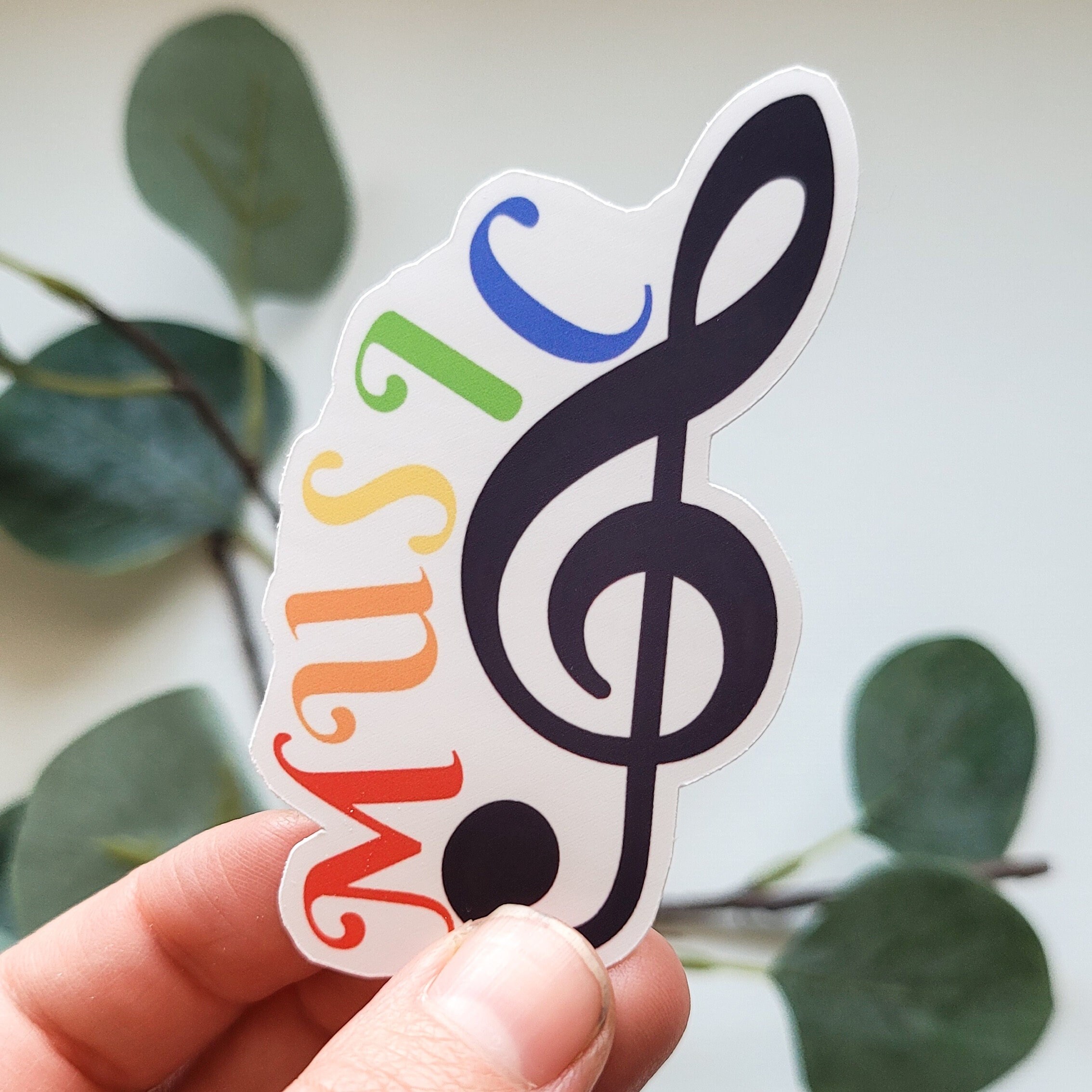 Rainbow Treble Clef Sticker: Water Resistant Vinyl Music Decal - Etsy