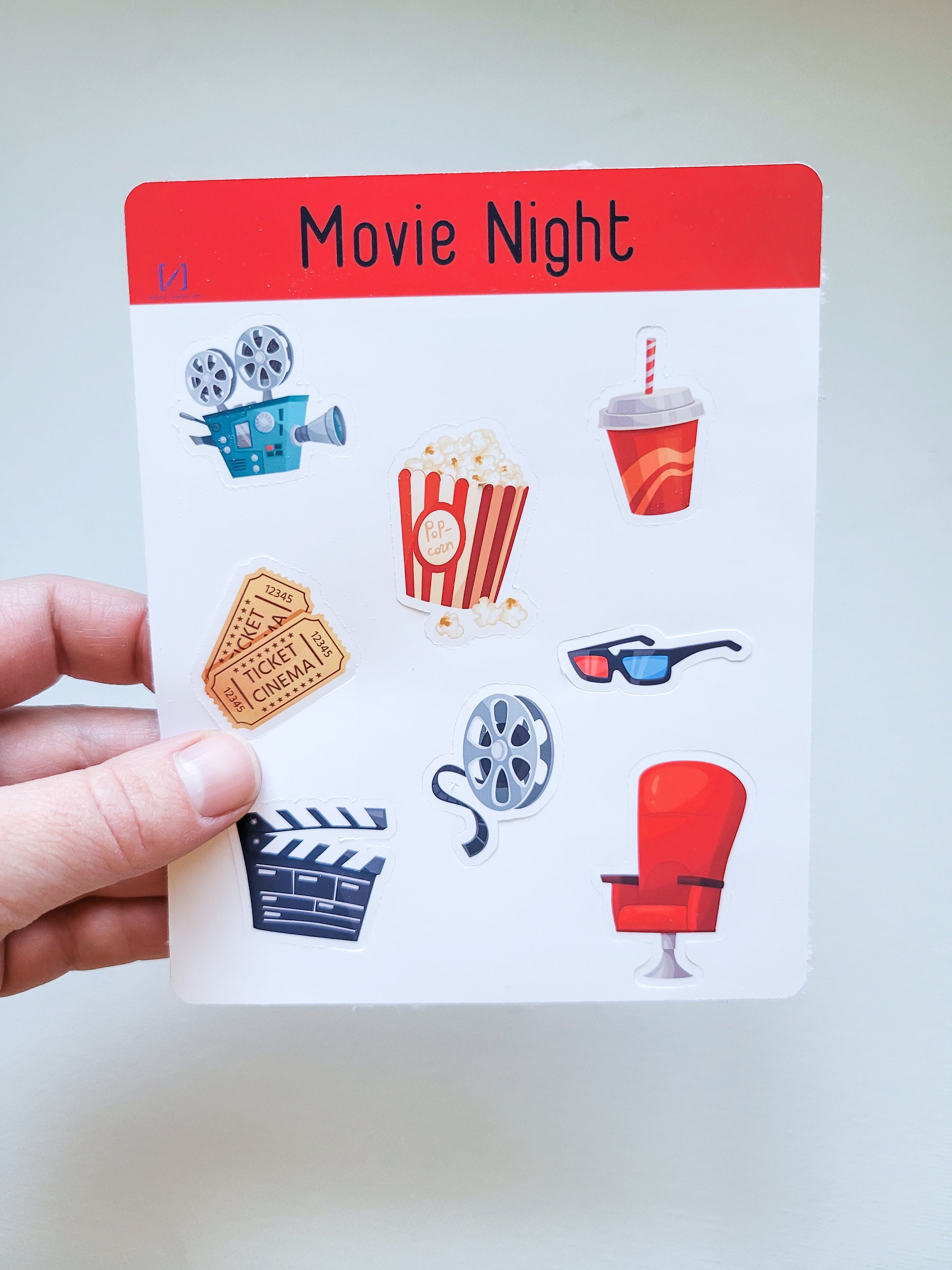 Movie Sticker Pack, Movie Night Sheet, Cinema Art, Fun Sticker Sheet ...