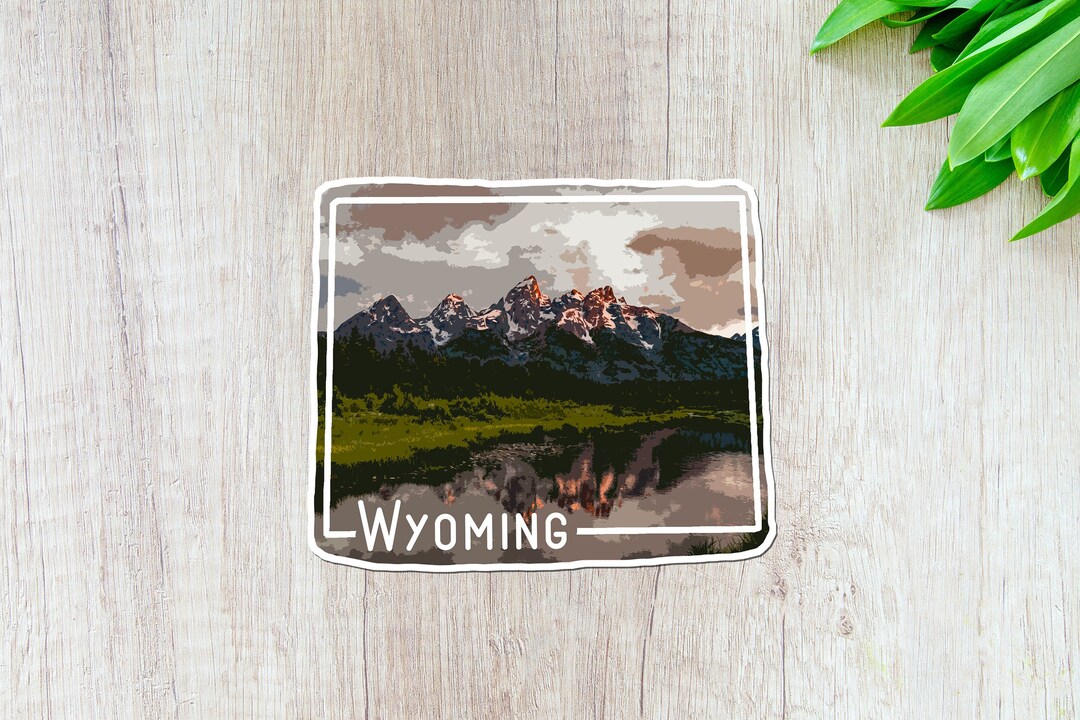 Wyoming State Sticker, Grand Teton, Western Art, Vinyl Decal, Gifts ...