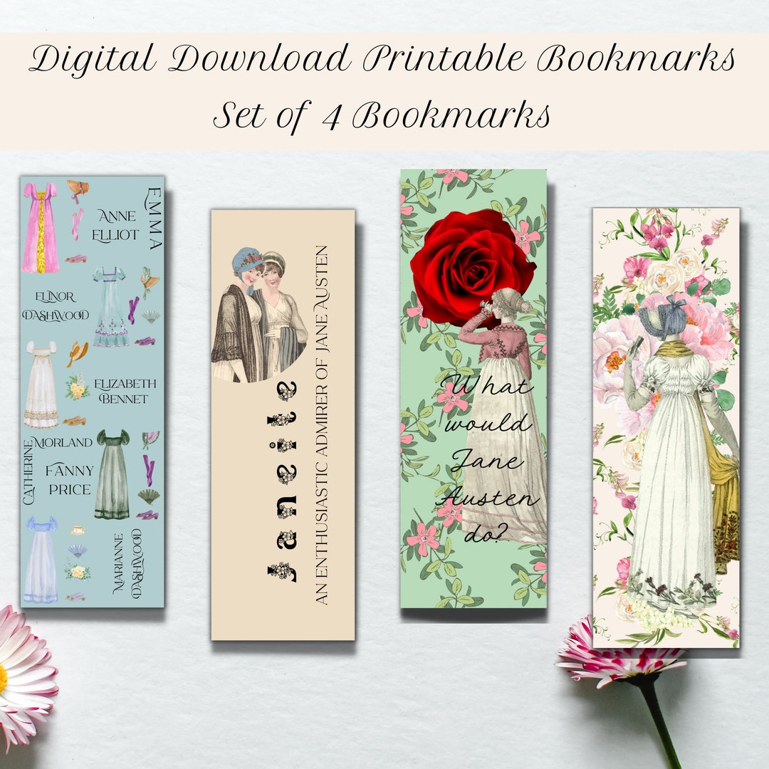 Jane Austen Printable Bookmark Set 4 Jane Austen Bookmark - Etsy