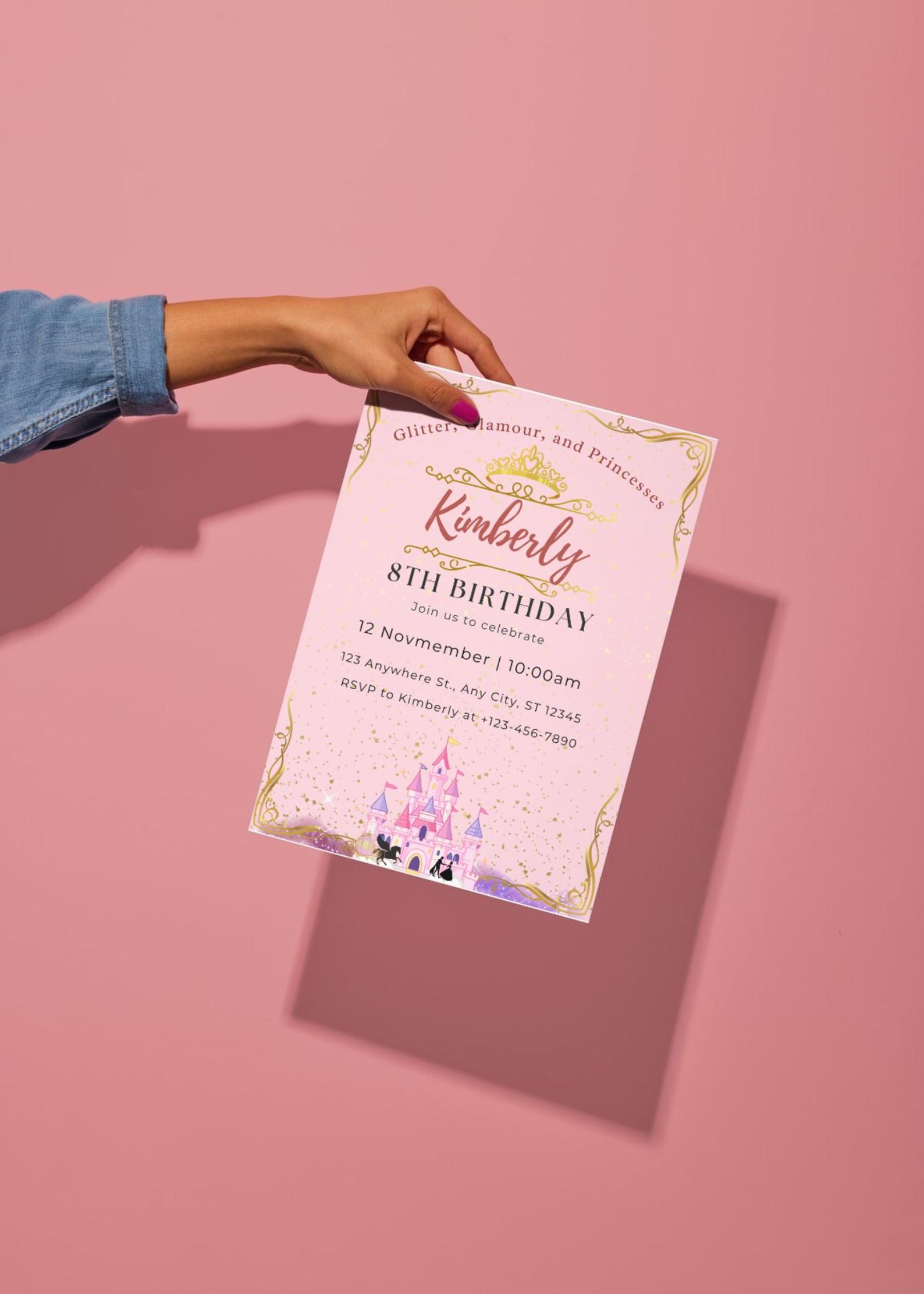 Customizable Digital Princess Party Invitation Editable Princess Theme ...