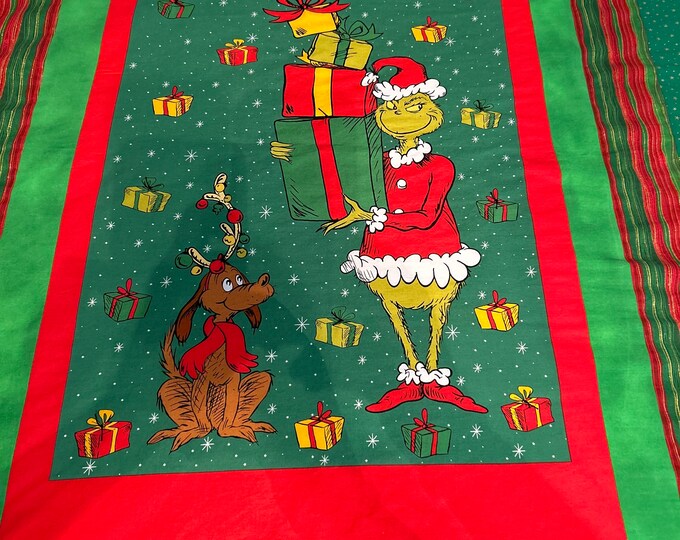 Grinch Christmas Quilt Staring the Grinch & Max With Stripes - Etsy