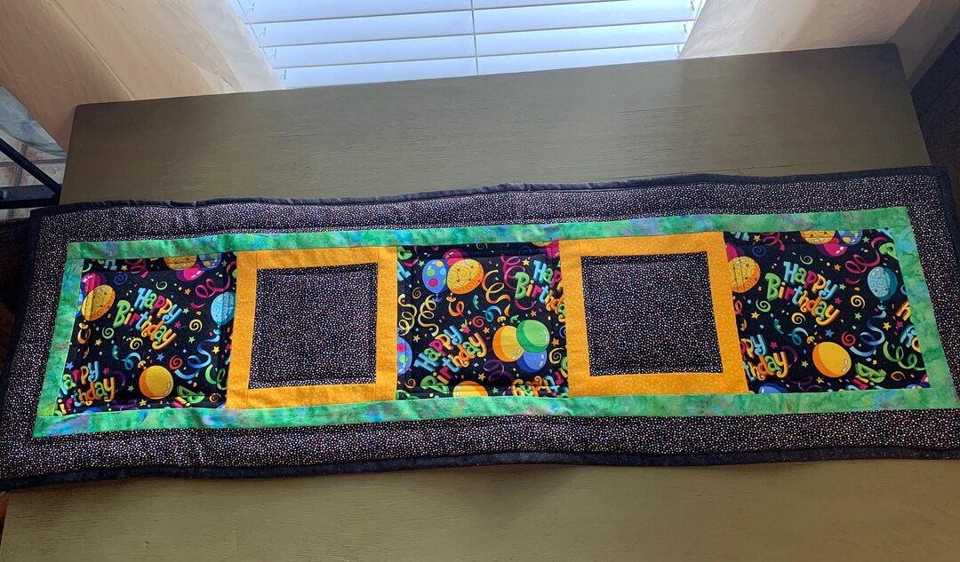 Happy Birthday Quilted Table Runner With Batting for Texture - Etsy