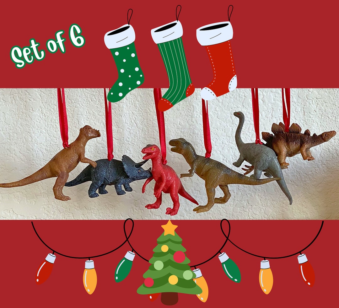 Dinosaur Christmas Ornaments Set of 6 Realistic Dinosaurs, Dino ...