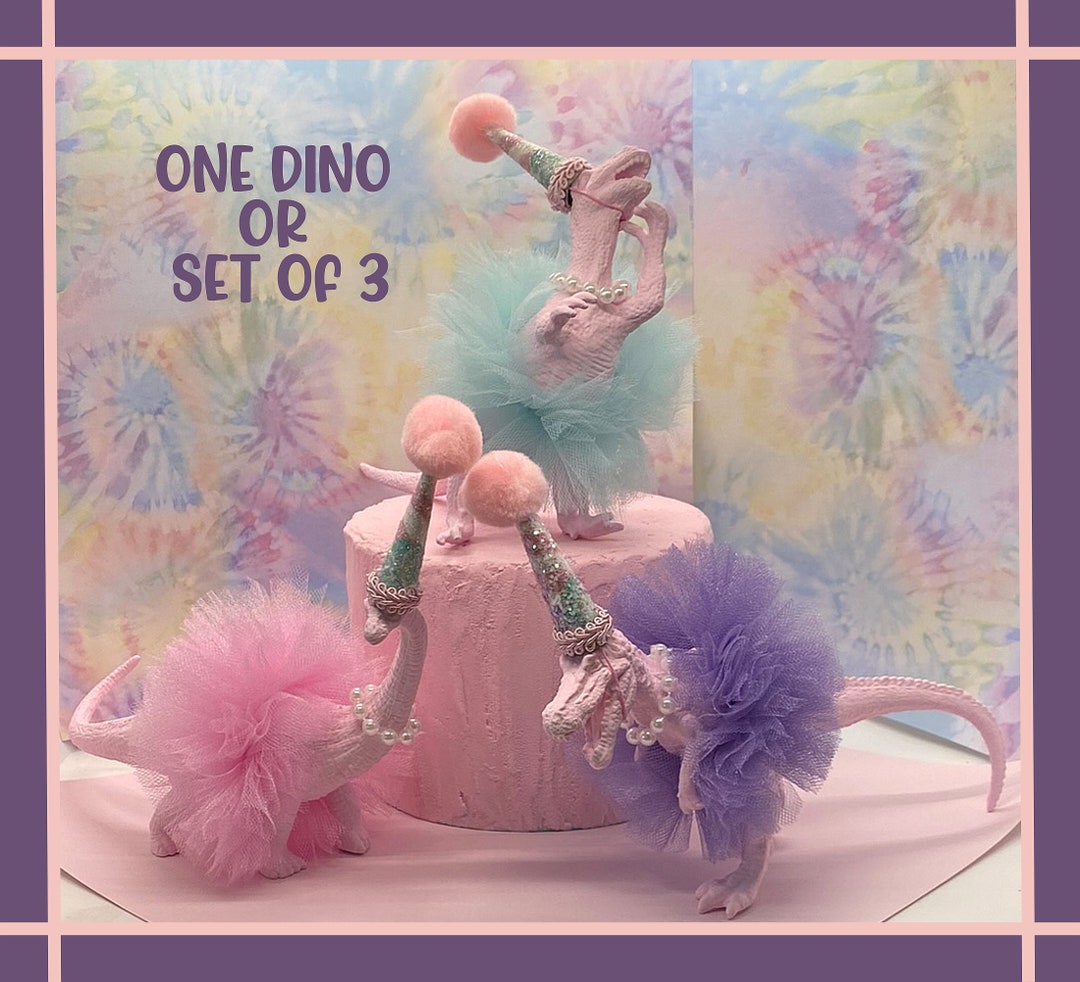 Dinosaur Cake Topper Pink or GOLD ONE or Set of 3, Precious Pastel ...