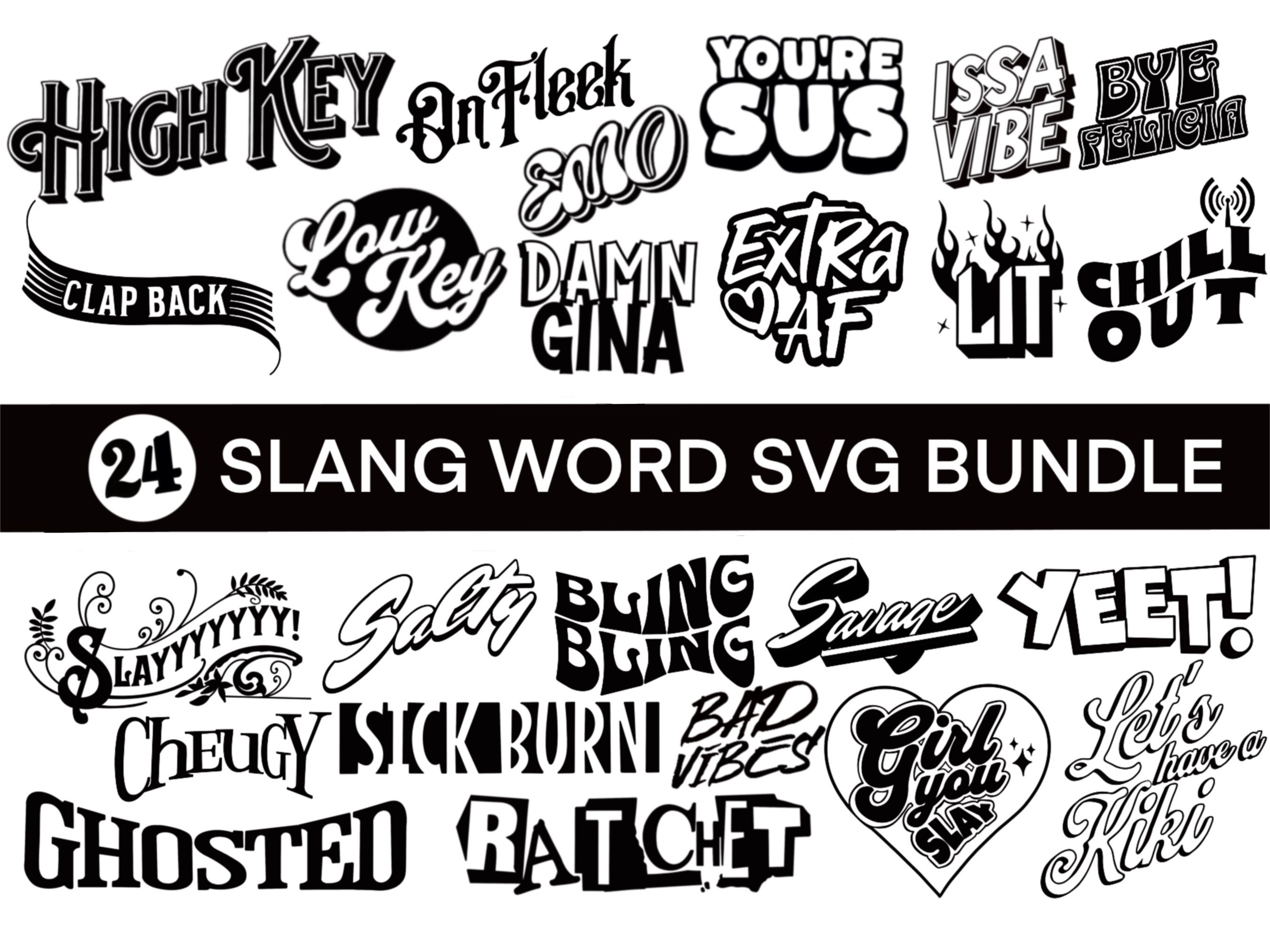 Slang Words SVG Bundle Graphic Design Shirts Cricut - Etsy Canada