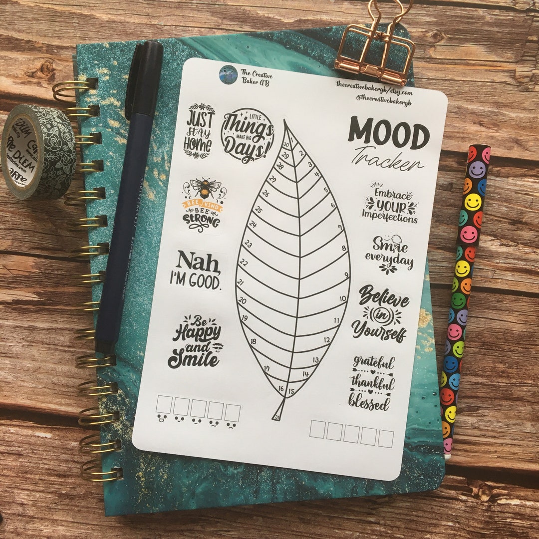 Leaf Monthly Mood Tracker Functional Sticker Bullet Journal - Etsy