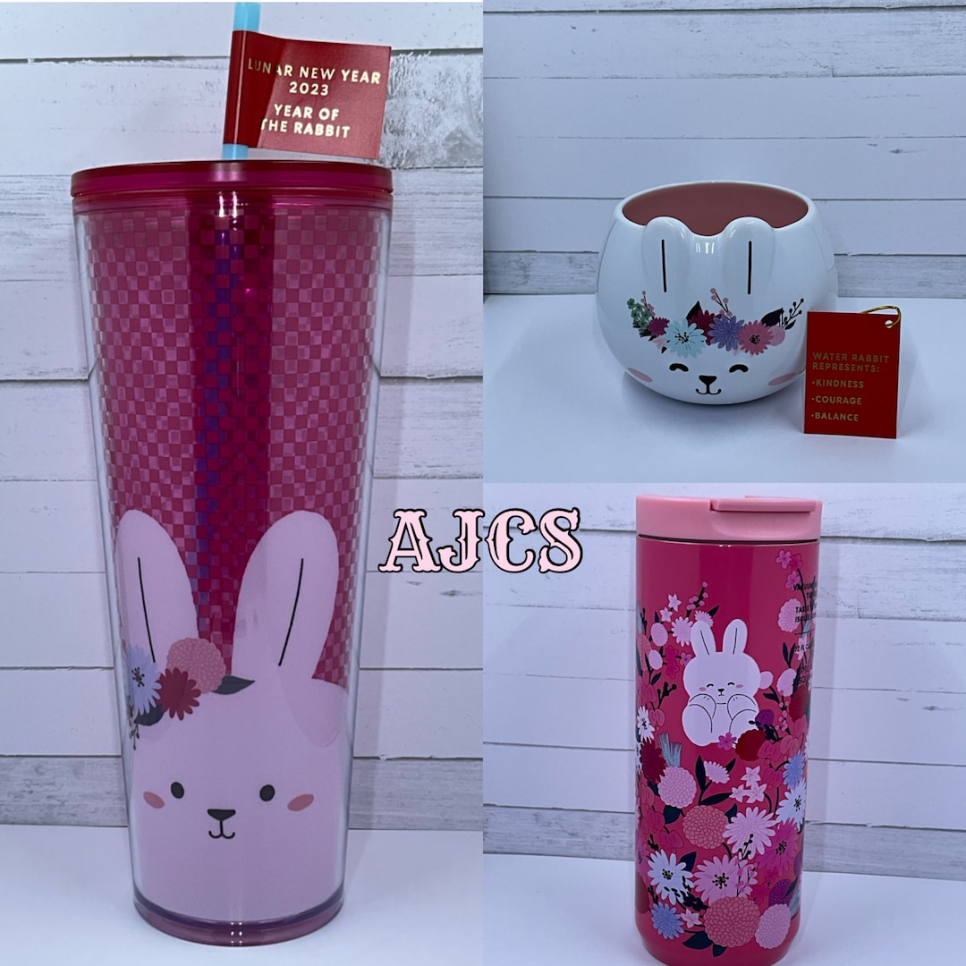 New Starbucks 2023 LUNAR NEW YEAR of the Rabbit Cold Cup 24oz Ceramic ...