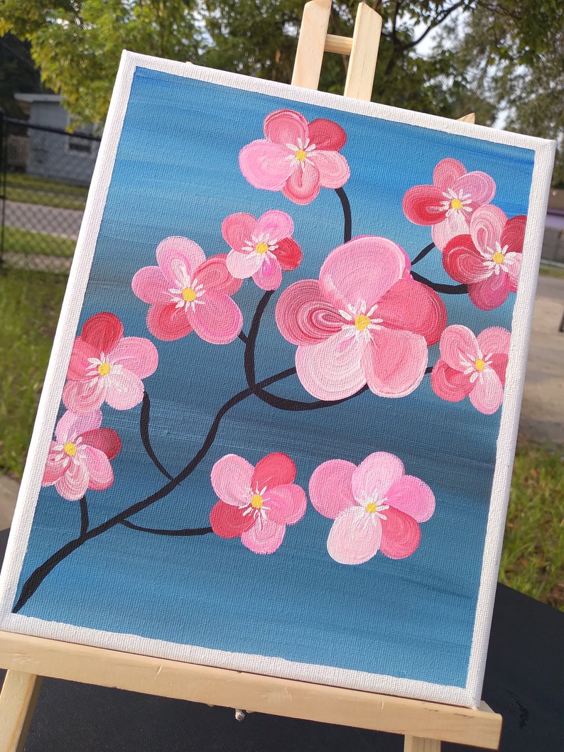 Pink Flower Painting - Etsy