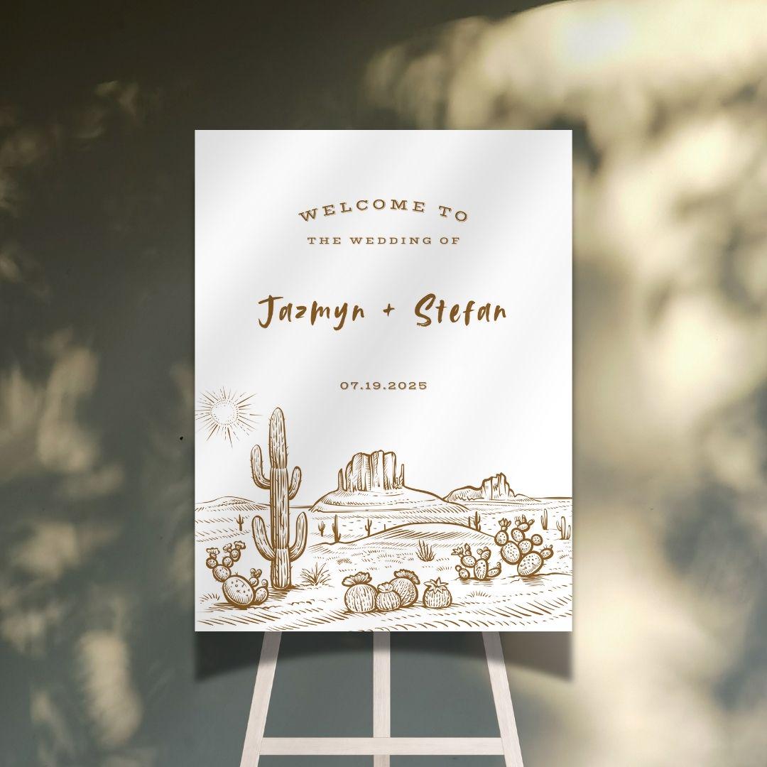 Editable Western Wedding Welcome Sign, Canva Template, Modern Western ...