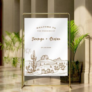 Editable Western Wedding Welcome Sign, Canva Template, Modern Western ...