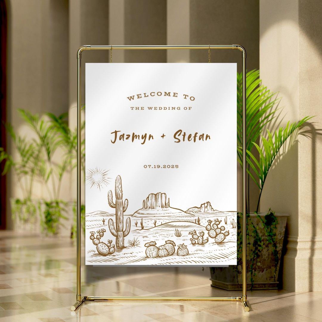 Editable Western Wedding Welcome Sign, Canva Template, Modern Western ...