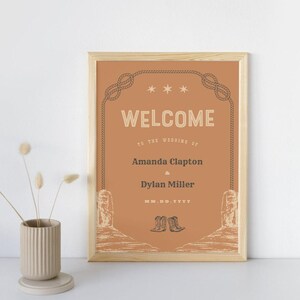 Modern Western Wedding Welcome Sign, Canva Template, Cowboy-themed ...