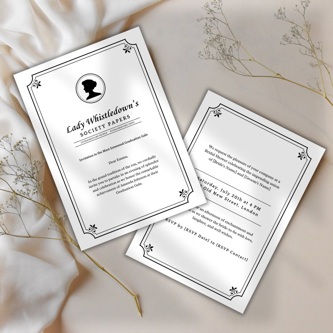 Graduation Party Society Papers Invitation Canva Template Editable ...
