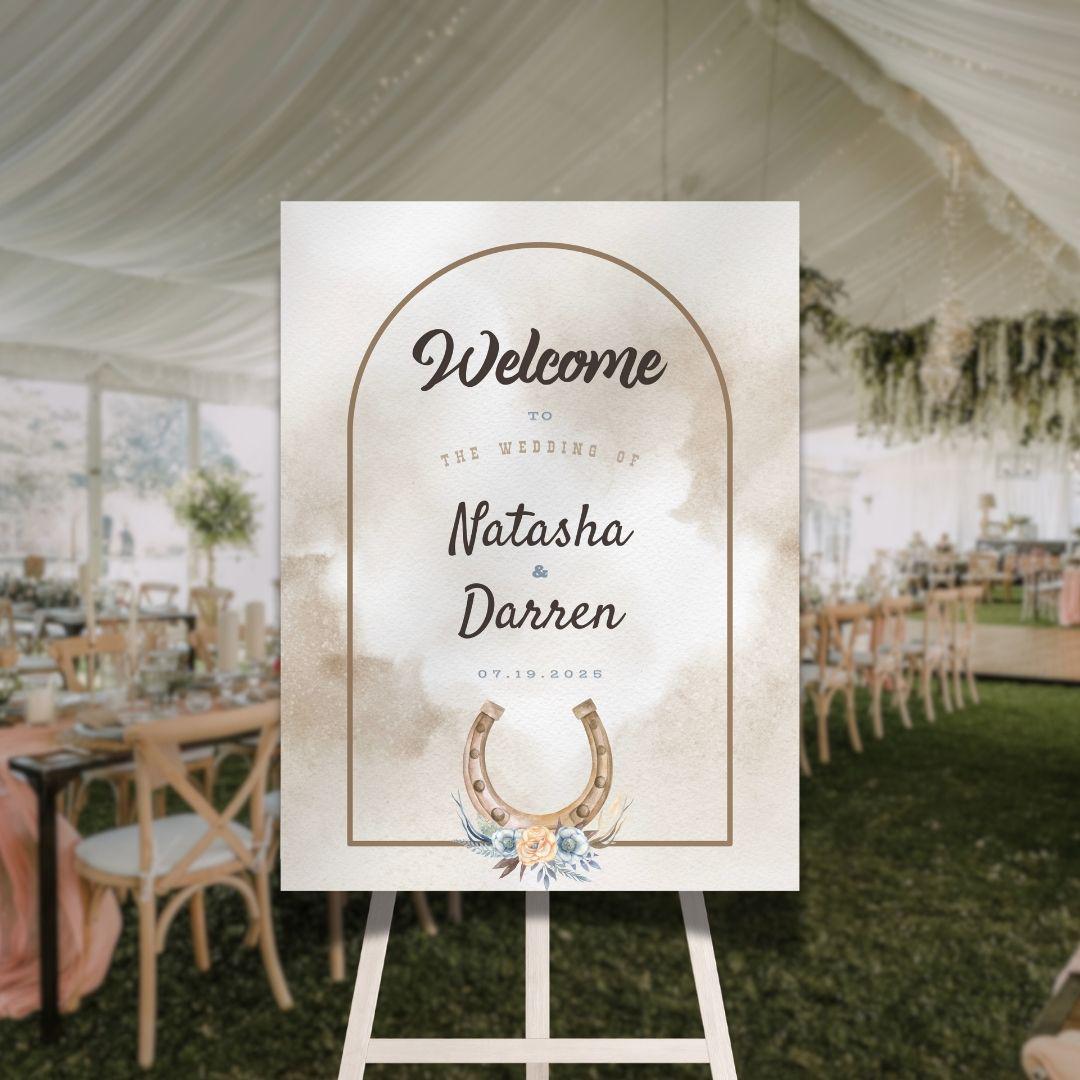 Editable Western Wedding Welcome Sign, Canva Template, Modern Western ...