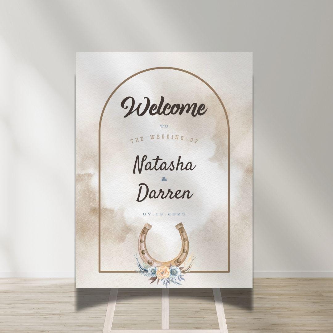 Editable Western Wedding Welcome Sign, Canva Template, Modern Western ...