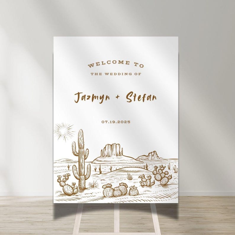 Editable Western Wedding Welcome Sign, Canva Template, Modern Western ...
