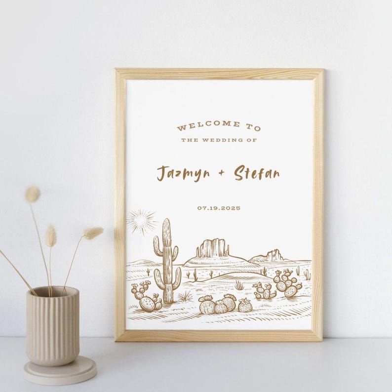 Editable Western Wedding Welcome Sign, Canva Template, Modern Western ...