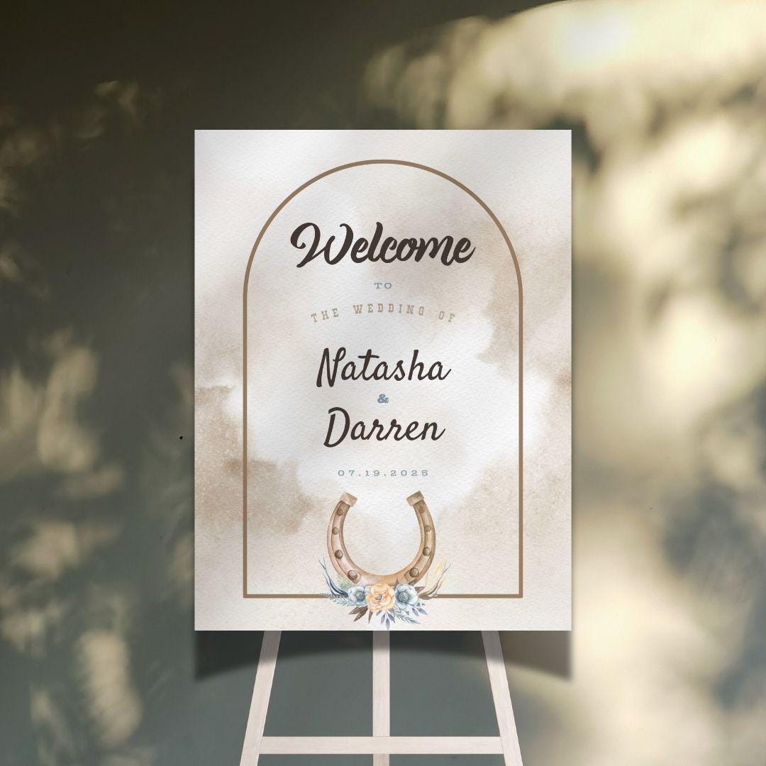Editable Western Wedding Welcome Sign, Canva Template, Modern Western ...