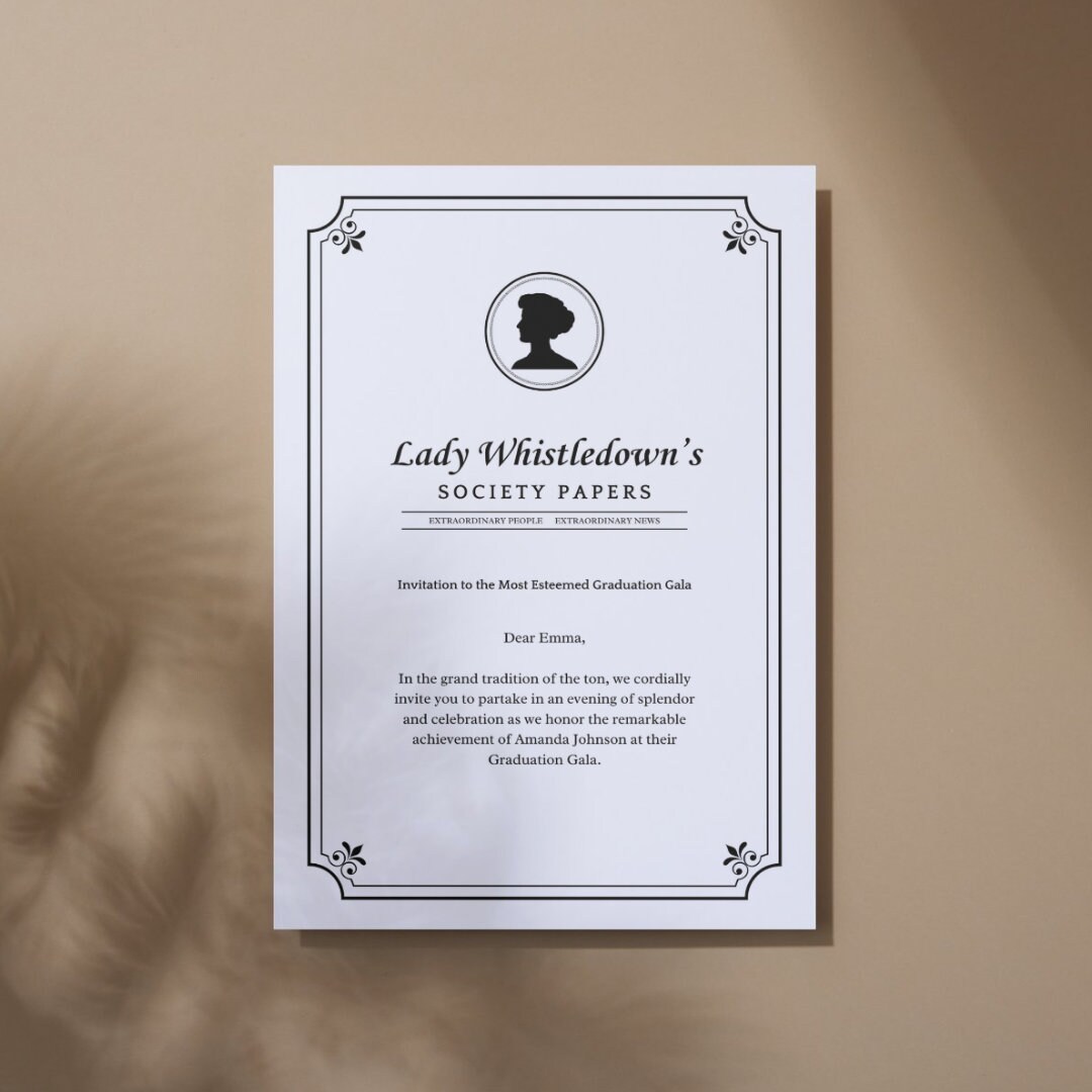 Graduation Party Society Papers Invitation Canva Template Editable ...