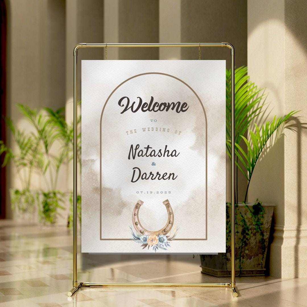 Editable Western Wedding Welcome Sign, Canva Template, Modern Western ...