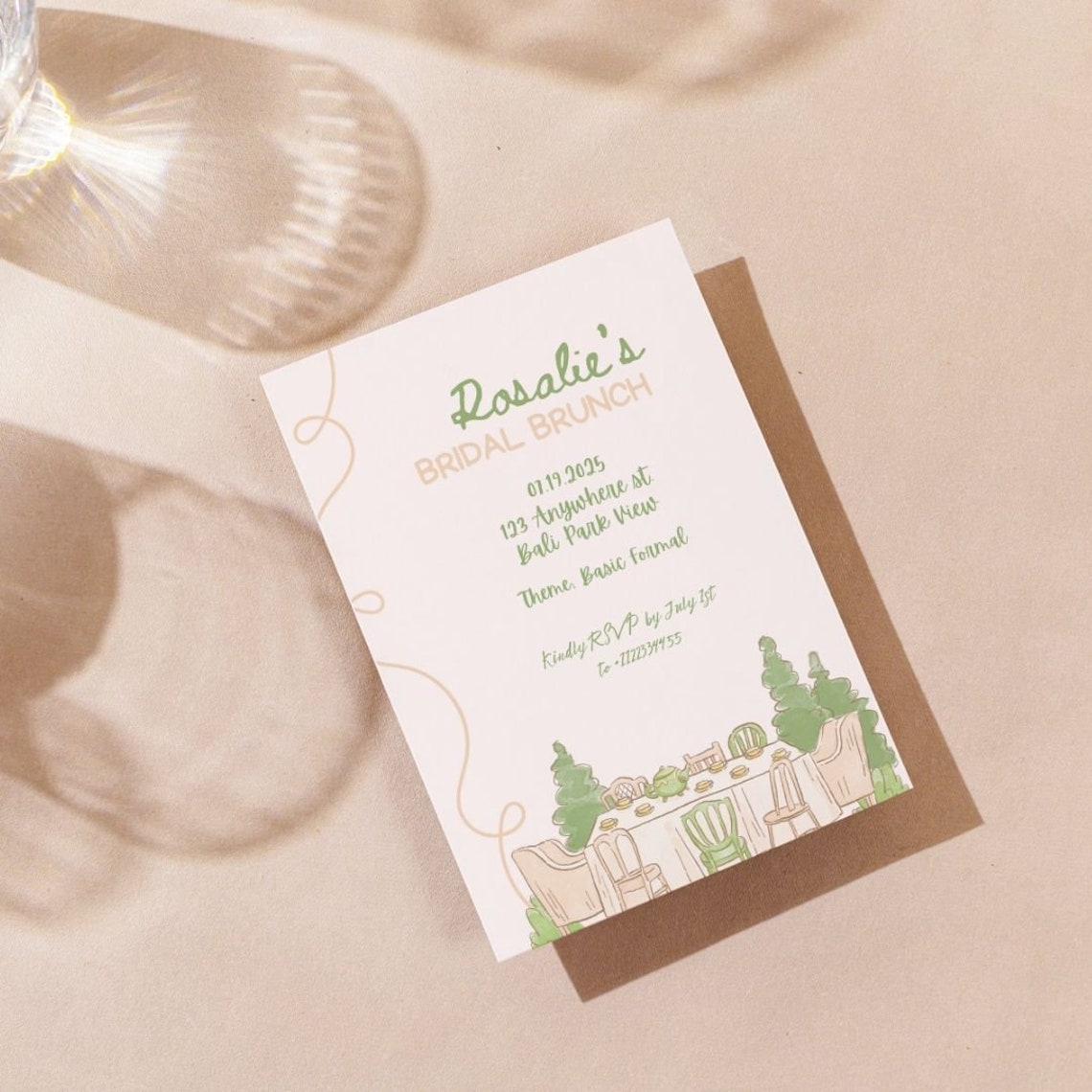 Bridal Brunch Invitation, Editable Canva Template, Hand Drawn Scribble ...