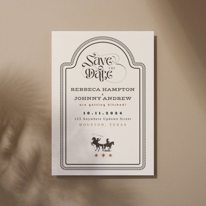 Modern Western Wedding Invitation, Printable Ranch Invites ...