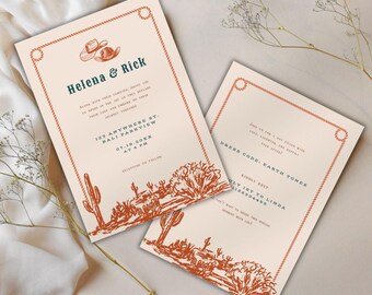 Modern Western Wedding Invitation, Printable Ranch Invites ...