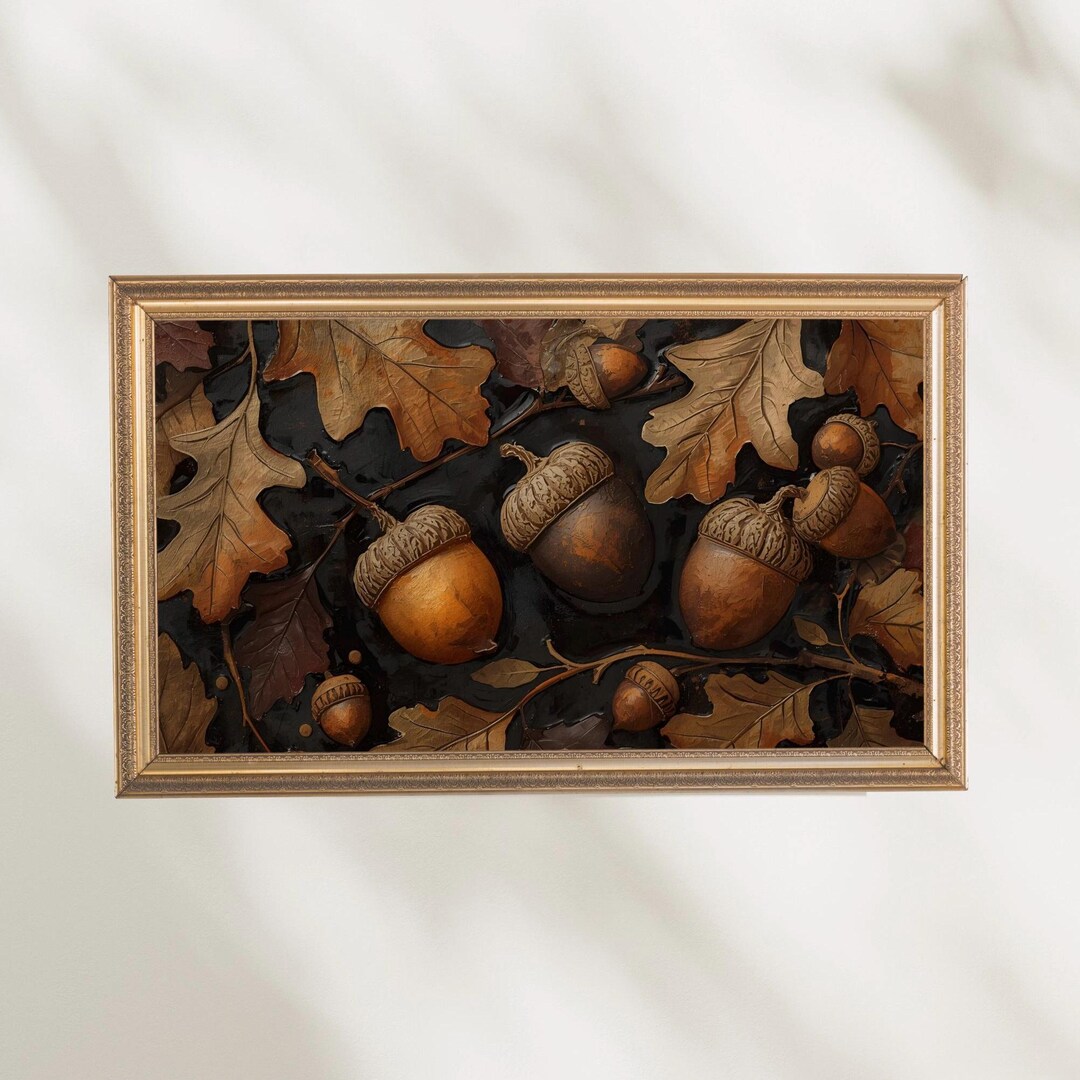 Rustic Oak Leaf & Acorn Autumn-inspired TV Frame (digital Download) - Etsy