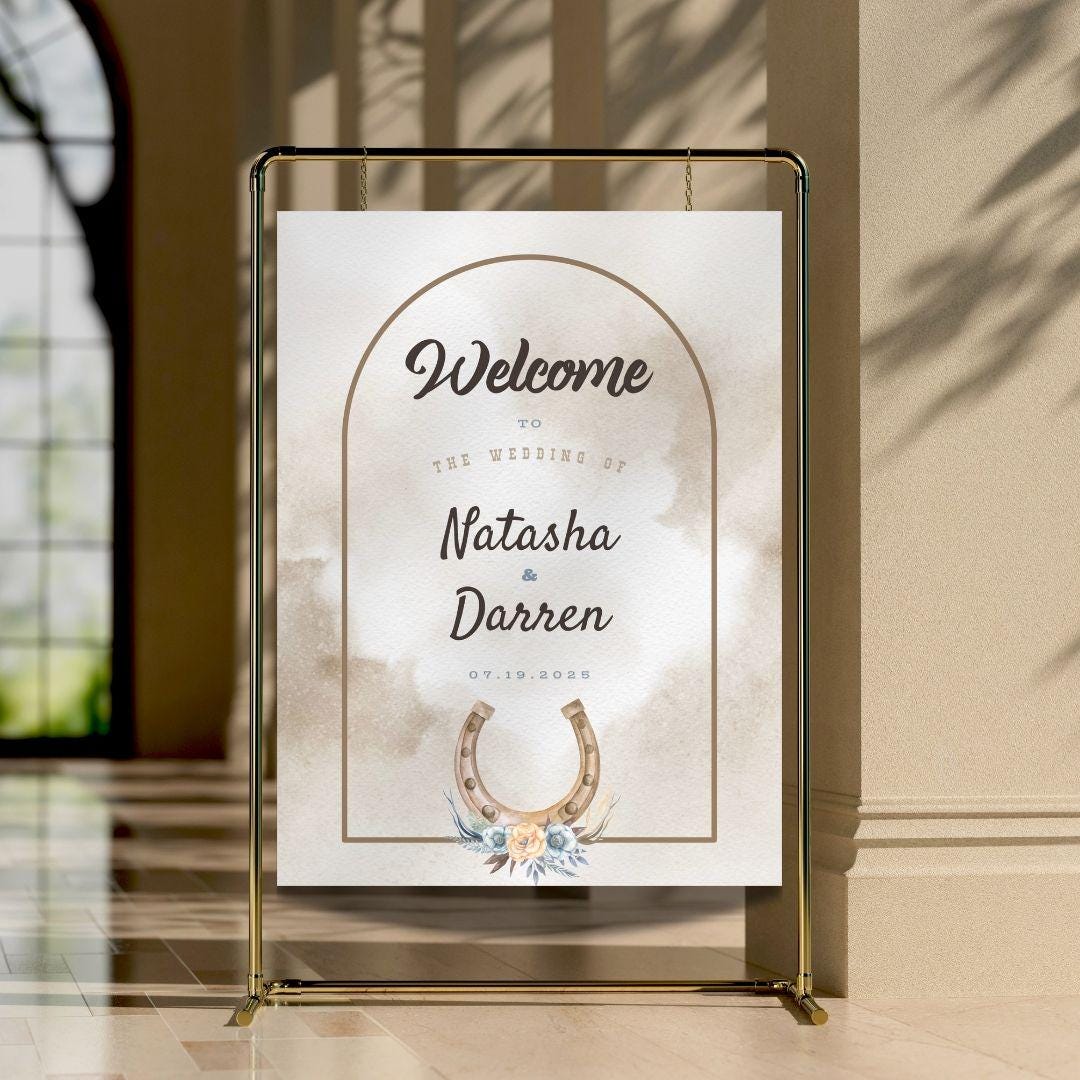 Editable Western Wedding Welcome Sign, Canva Template, Modern Western ...