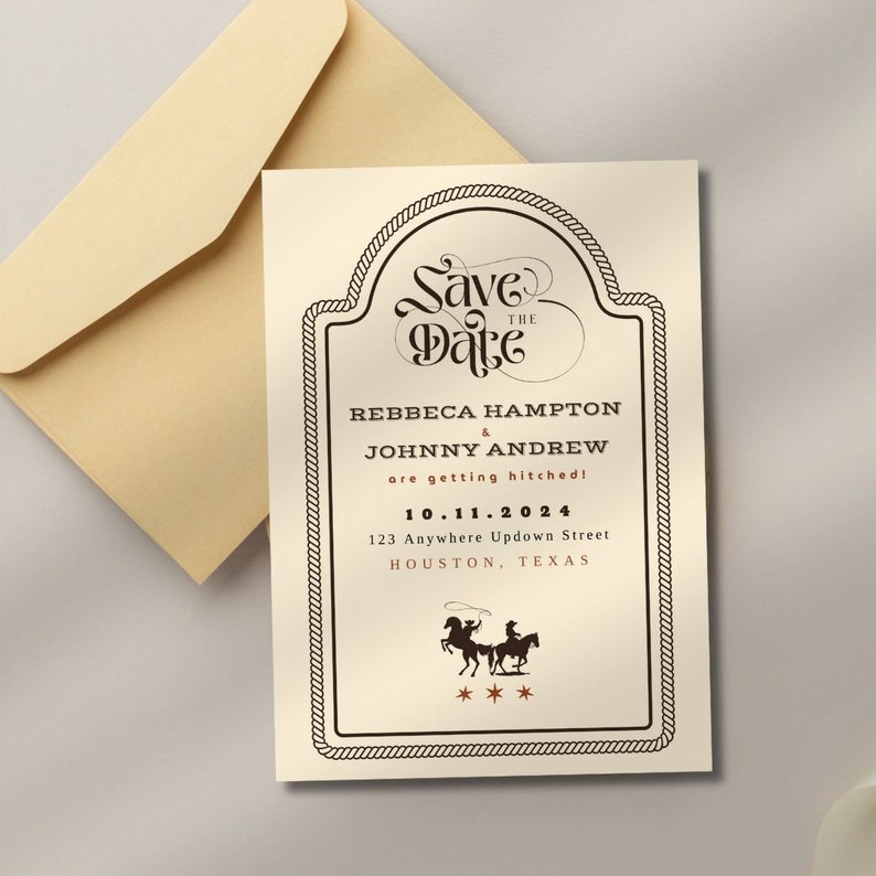 Modern Western Wedding Invitation, Printable Ranch Invites ...