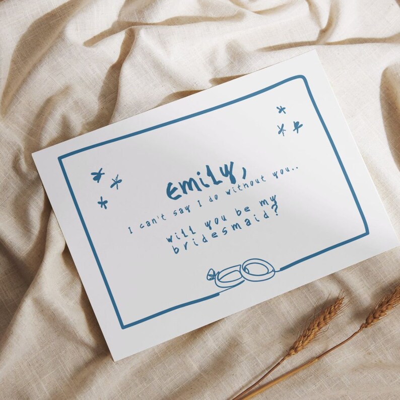 Bridesmaid Proposal Card, Canva Template, Editable Fun Card, Whimsical ...