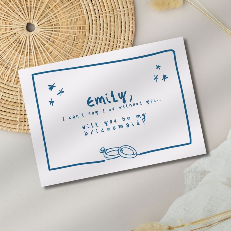 Bridesmaid Proposal Card, Canva Template, Editable Fun Card, Whimsical ...