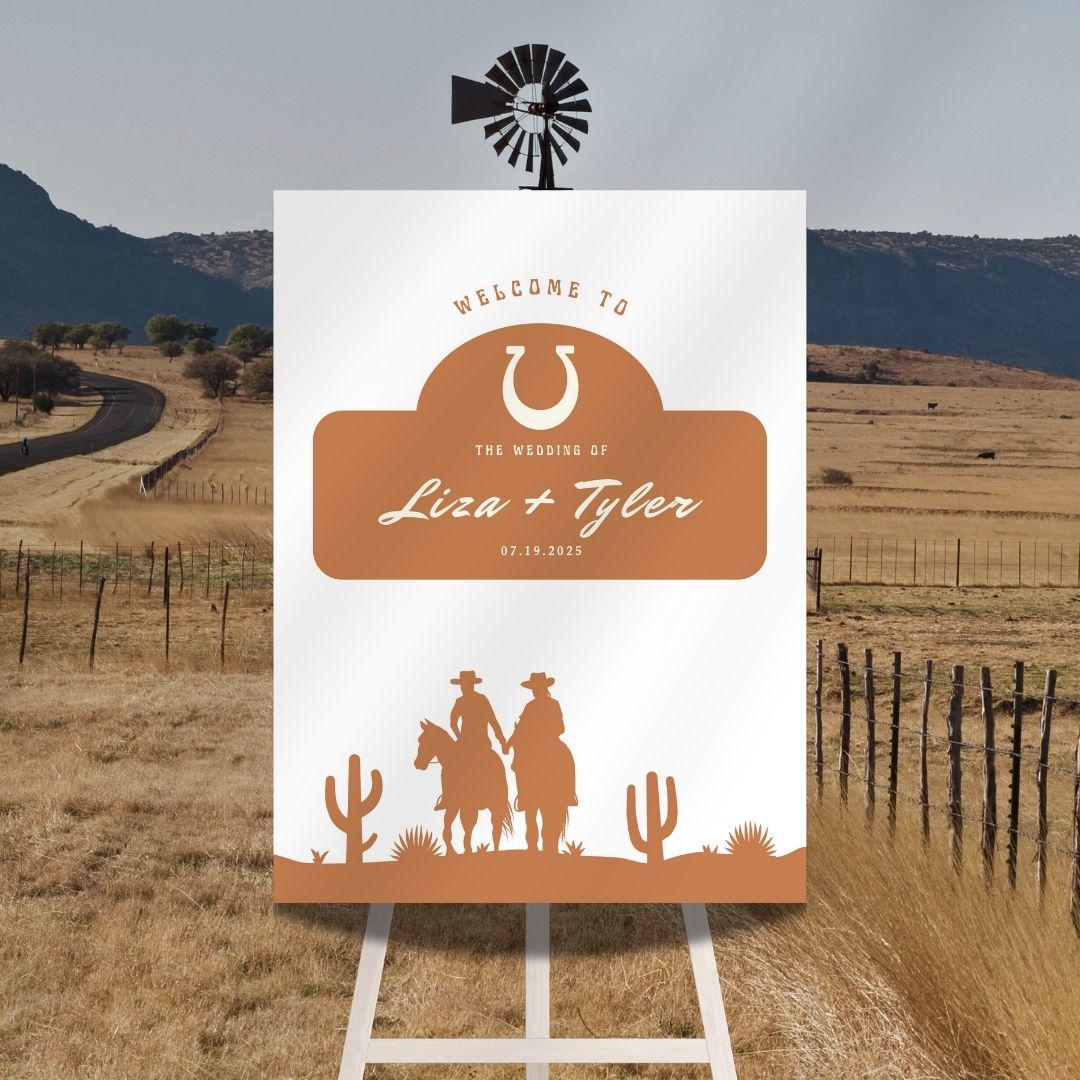 Editable Western Wedding Welcome Sign, Canva Template, Modern Western ...
