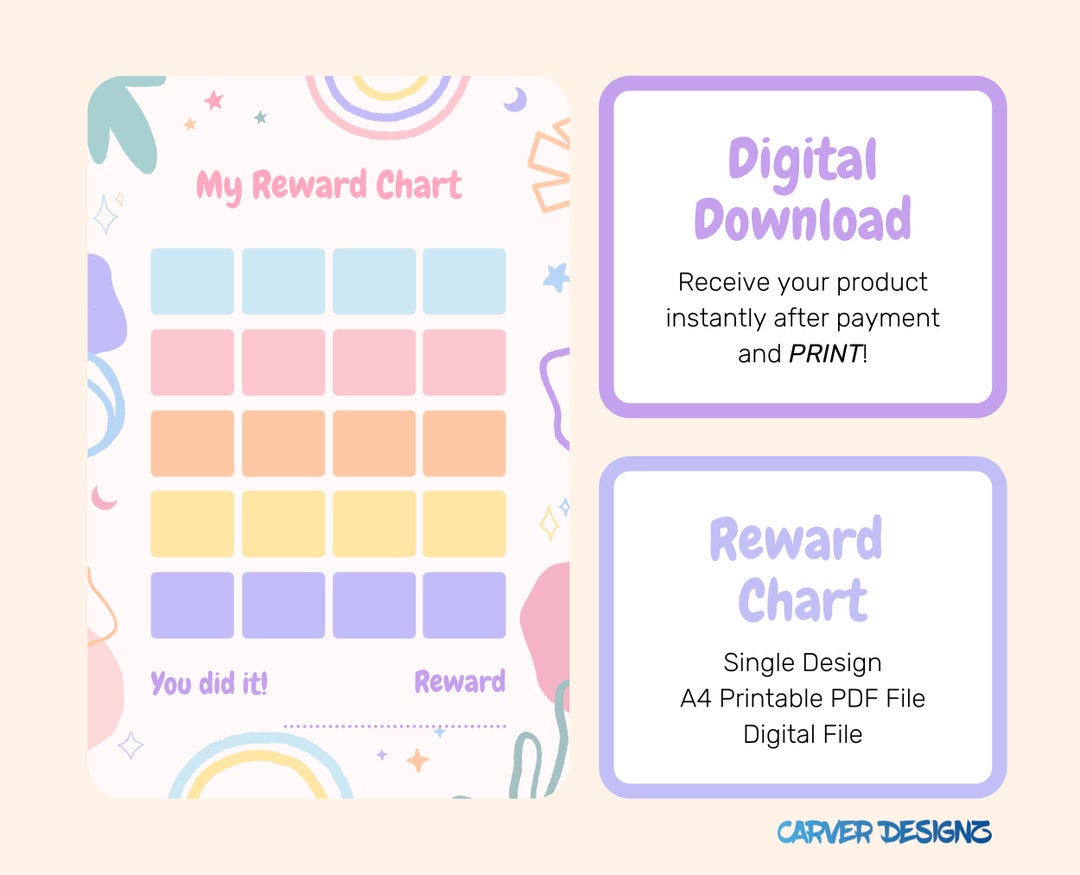 Printable Rainbow Reward Chart | Rainbow Kids Behavior Chart | Instant ...