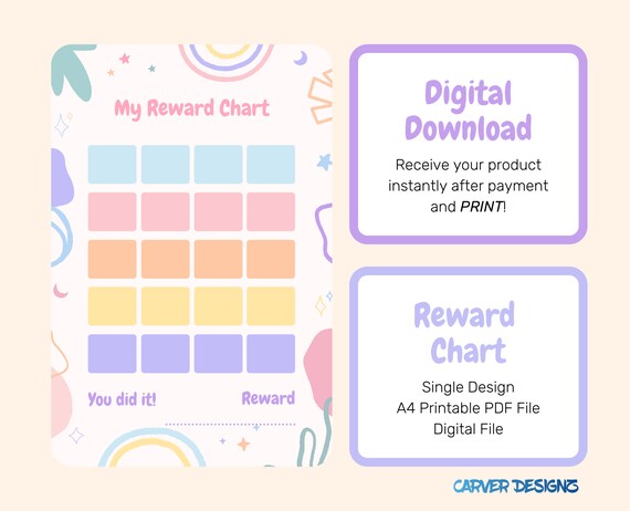 Printable Rainbow Reward Chart Rainbow Kids Behavior Chart | Etsy
