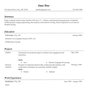 Professional Computer Science Student Resume Template - Etsy