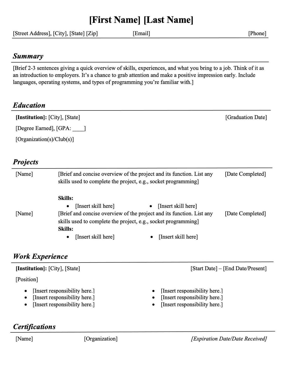 Professional Computer Science Student Resume Template - Etsy
