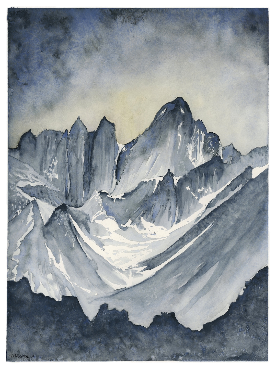 Mount Whitney Fine Art Watercolor Print (blue/gray) Sierra Mountains ...